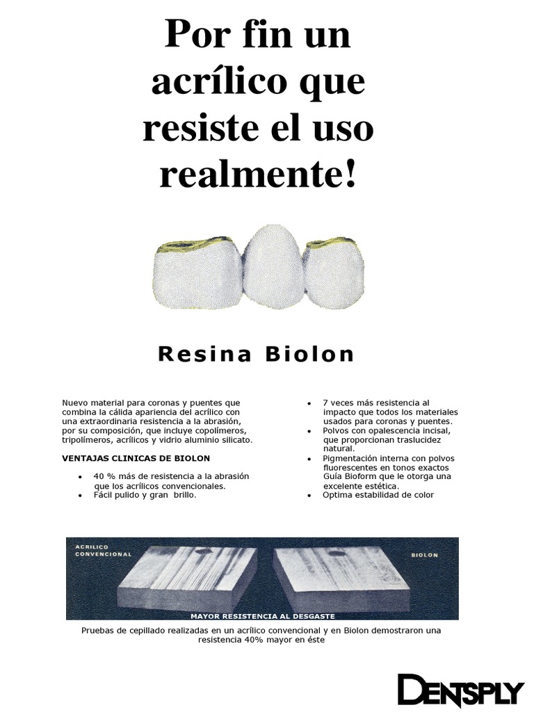 Ventajas del Biolon en coronas dentales | PDF | Polimetacrilato de ...