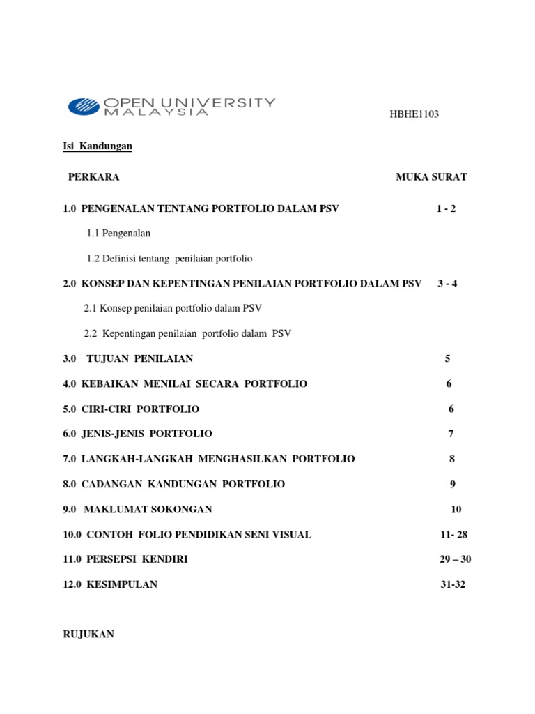 Contoh Portfolio Pendidikan Seni Visual | PDF