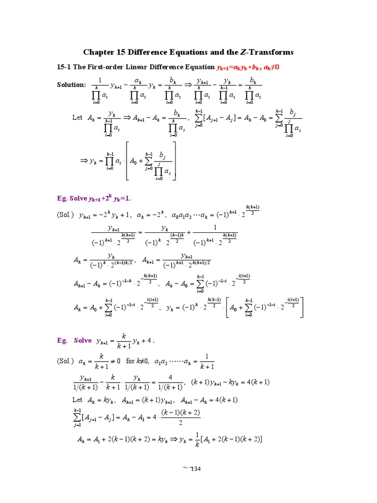 Difference Equations and Solutions | PDF