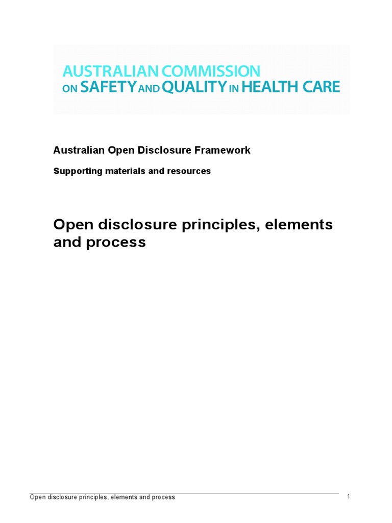 Open Disclosure Principles Elements and Process | PDF | Caregiver ...