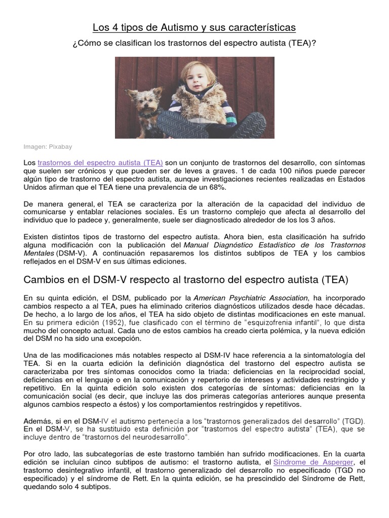 Los 4 Tipos de Autismo y Sus Características | PDF | Espectro autista ...