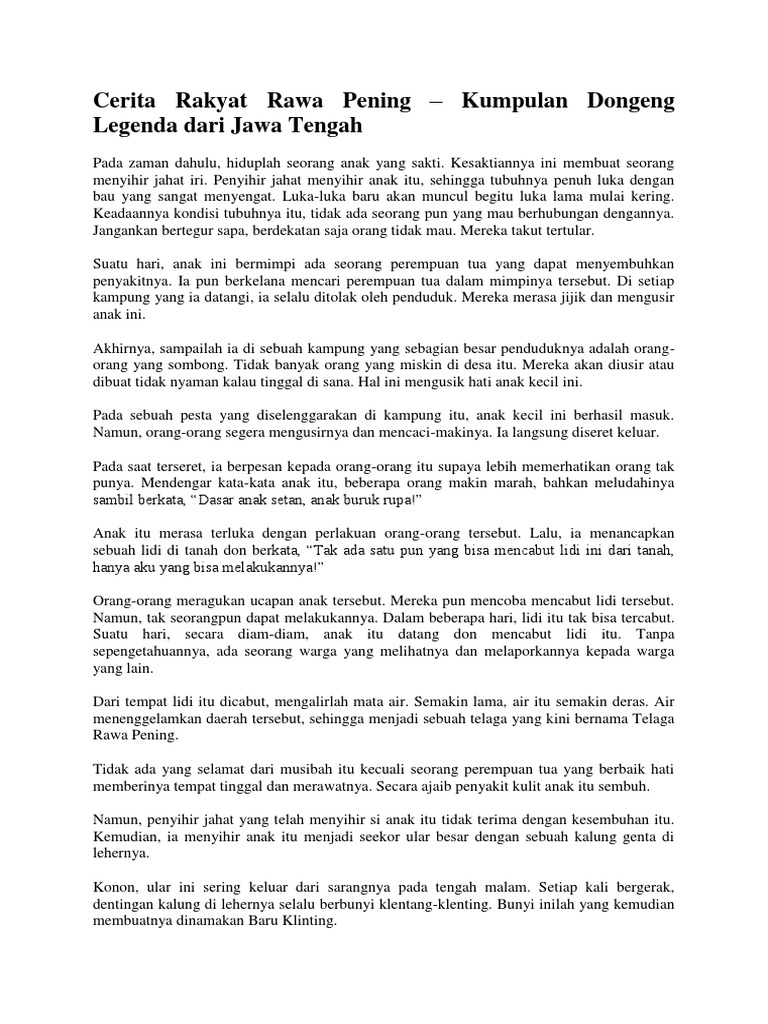 Cerita Rakyat Rawa Pening | PDF