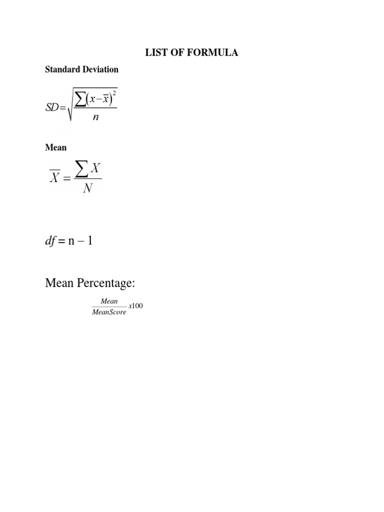 List of Formula | PDF
