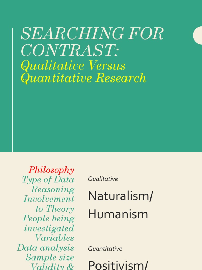 Quan Vs Qual | PDF | Quantitative Research | Qualitative Research