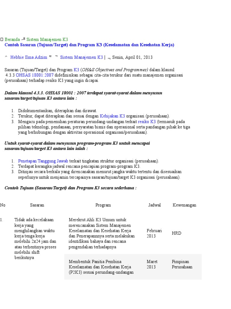 Program k3 Perusahaan | PDF