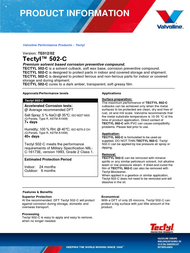PI Tectyl-502-C - TE012-02 | PDF | Corrosion | Chemistry