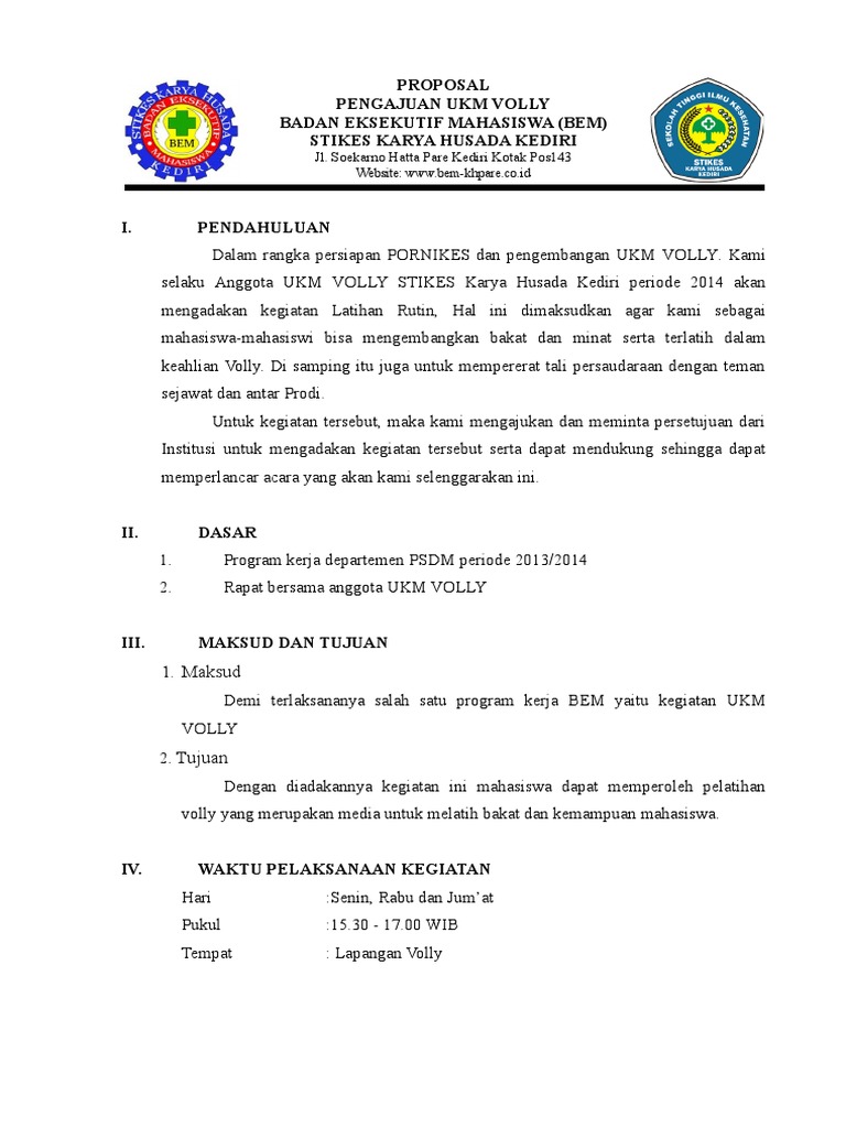 Proposal Kegiatan UKM Volly