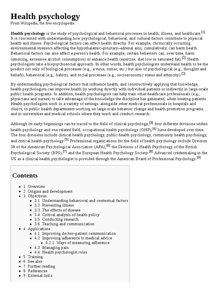 Health Psychology | PDF | Health Psychology | Clinical Psychology