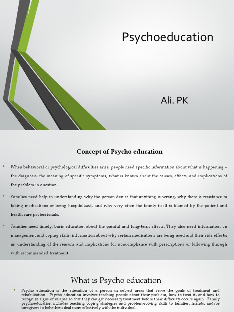Concept of Psychoeducation | PDF | Psychopathy | Mental Disorder