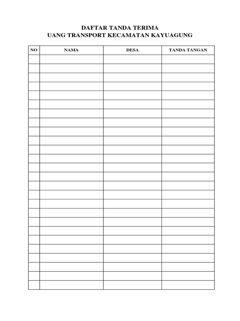 Daftar Tanda Terima | PDF