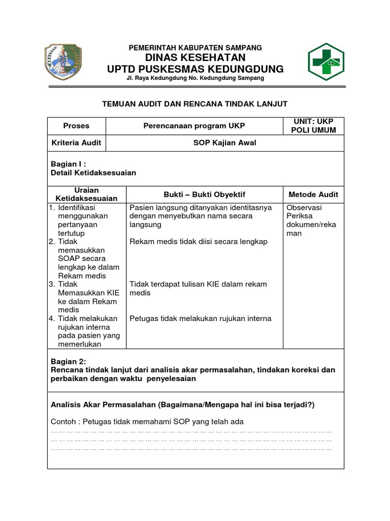 3) Temuan Audit Dan Rencana Tindak Lanjut | PDF