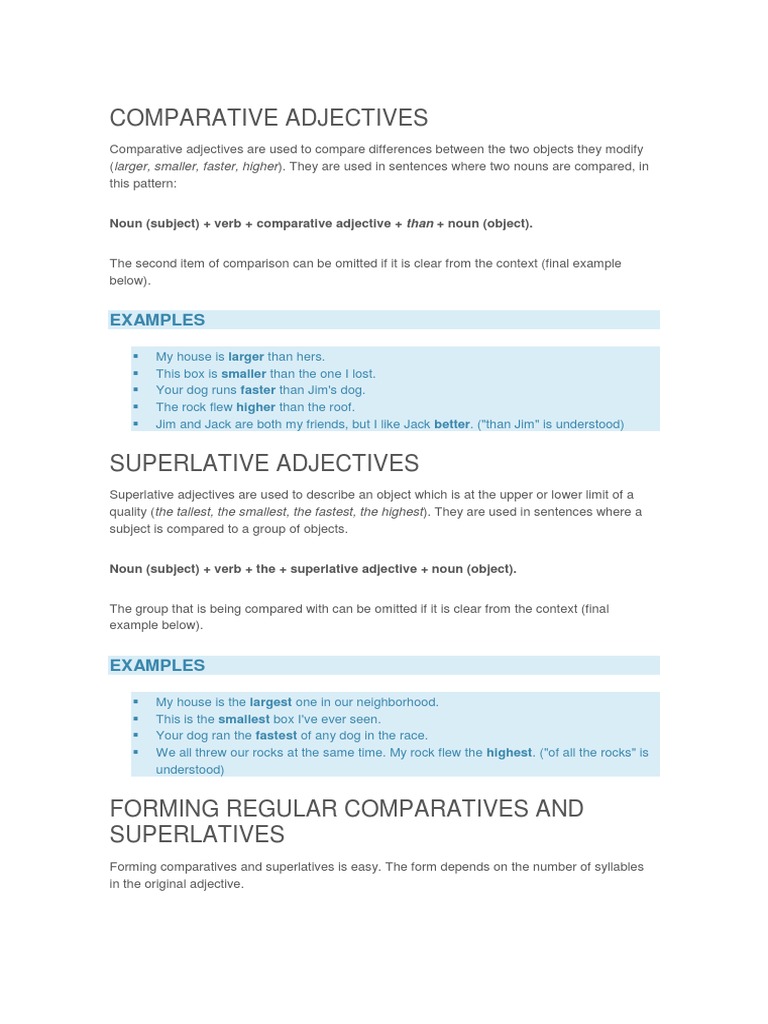Comparative Adjectives: Examples | PDF | Adjective | Syntactic ...