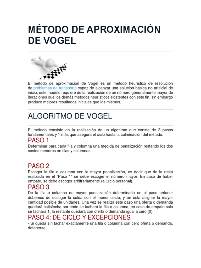 Método de Aproximación de Vogel | Descargar gratis PDF | Programación lineal | Oferta (economía)