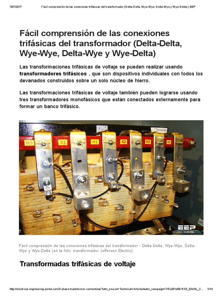 Fácil Comprensión de Las Conexiones Trifásicas Del Transformador (Delta ...