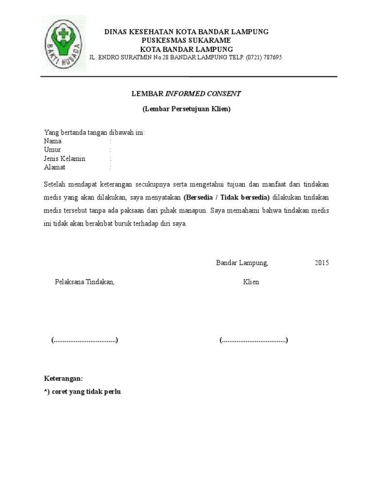 Informed Consent Puskesmas | PDF | Hukum