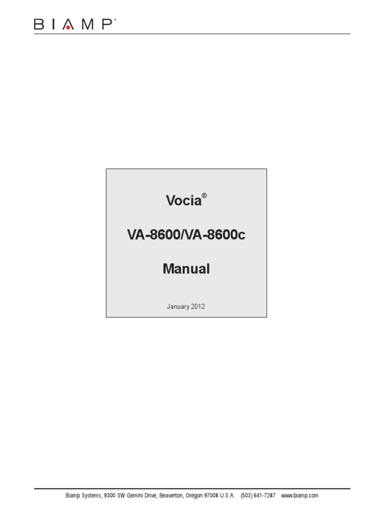 Vocia VA-8600 and VA-8600c Manual (Jan12) | PDF | Nature