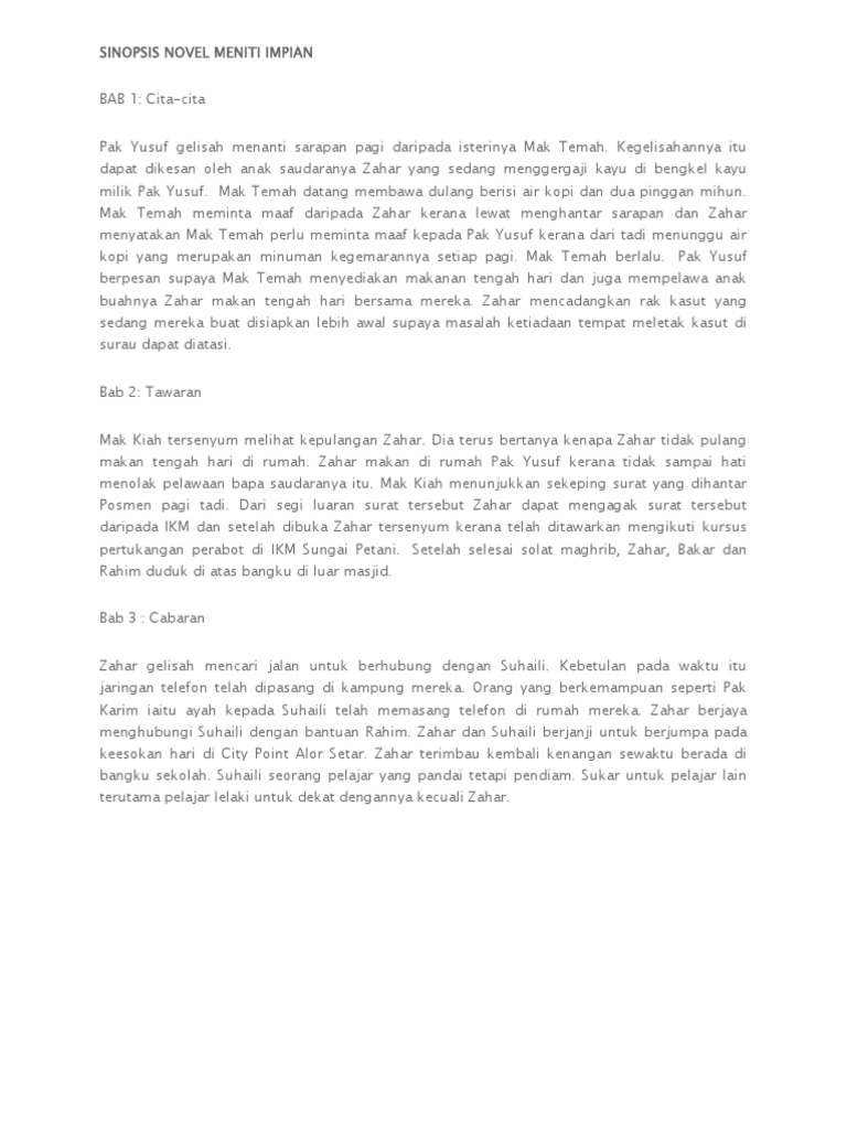 Sinopsis Novel Meniti Impian | PDF