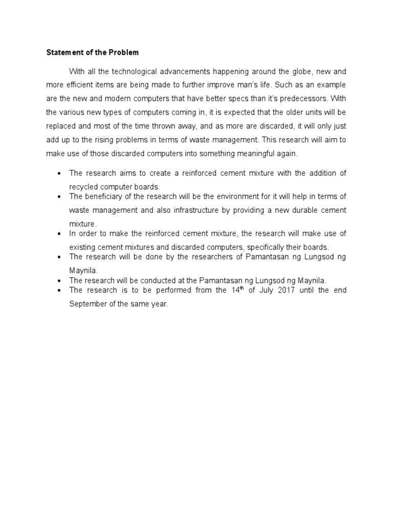 Statement of The Problem | PDF