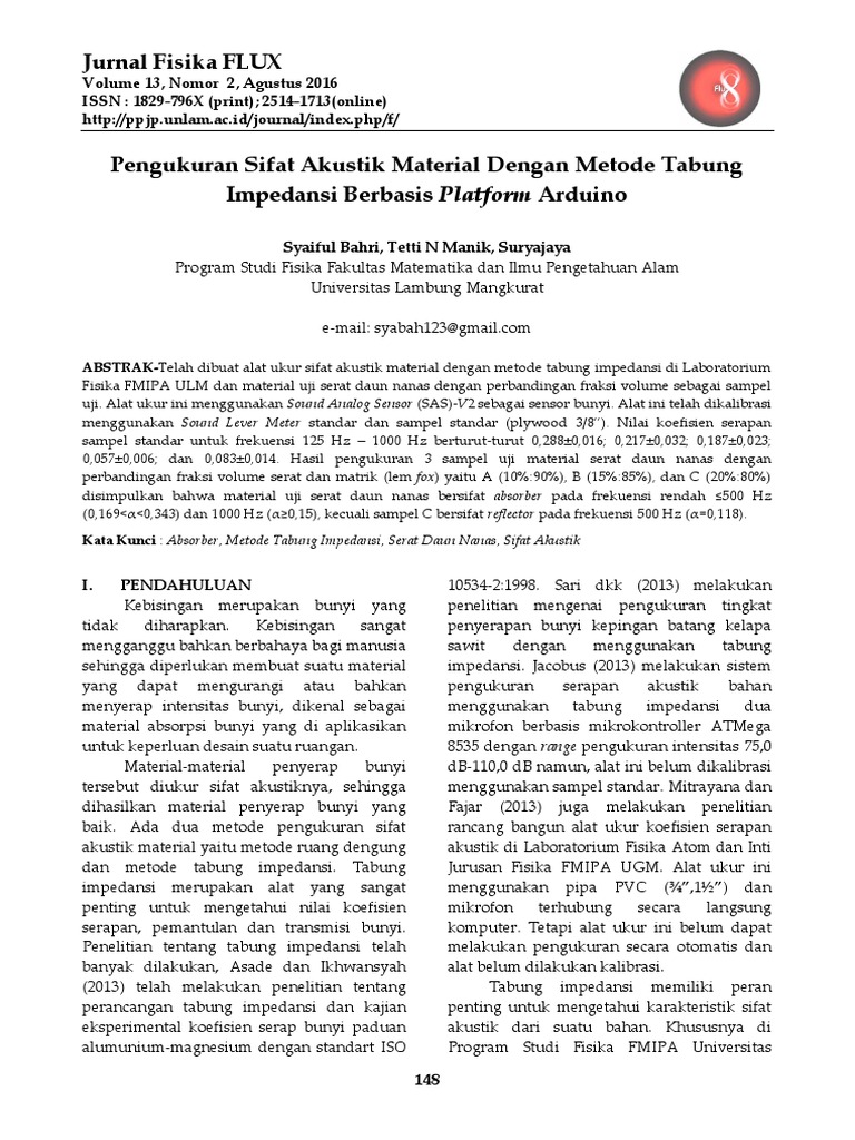 Pengukuran Akustik dengan Tabung Impedansi | PDF
