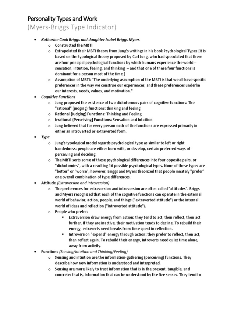 Personality Types and Work | PDF | Personality Type | Action (Philosophy)