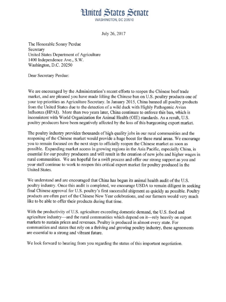 7.26.17 Poultry Letter Final | PDF