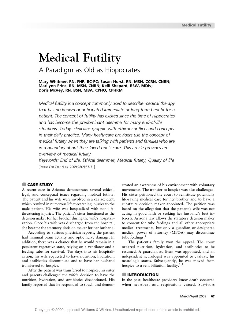 Medical Futility: A Paradigm As Old As Hippocrates | PDF | Health Care ...