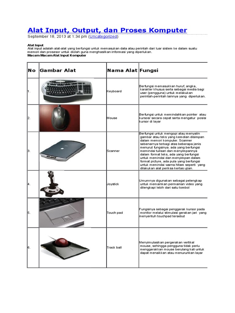 Alat Input Output Komputer | PDF