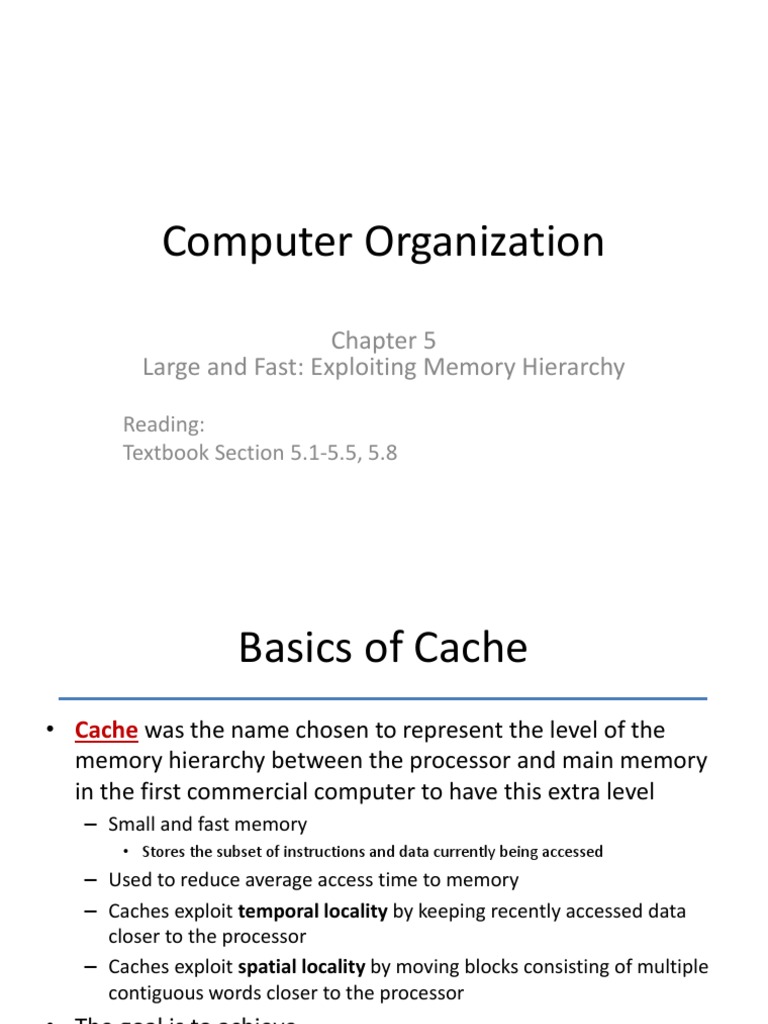 Computer Organization: Large and Fast: Exploiting Memory Hierarchy | PDF | Cpu Cache | Digital ...