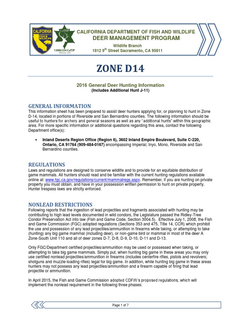 D14 Zone Hunt Info | PDF | Hunting | United States Geological Survey