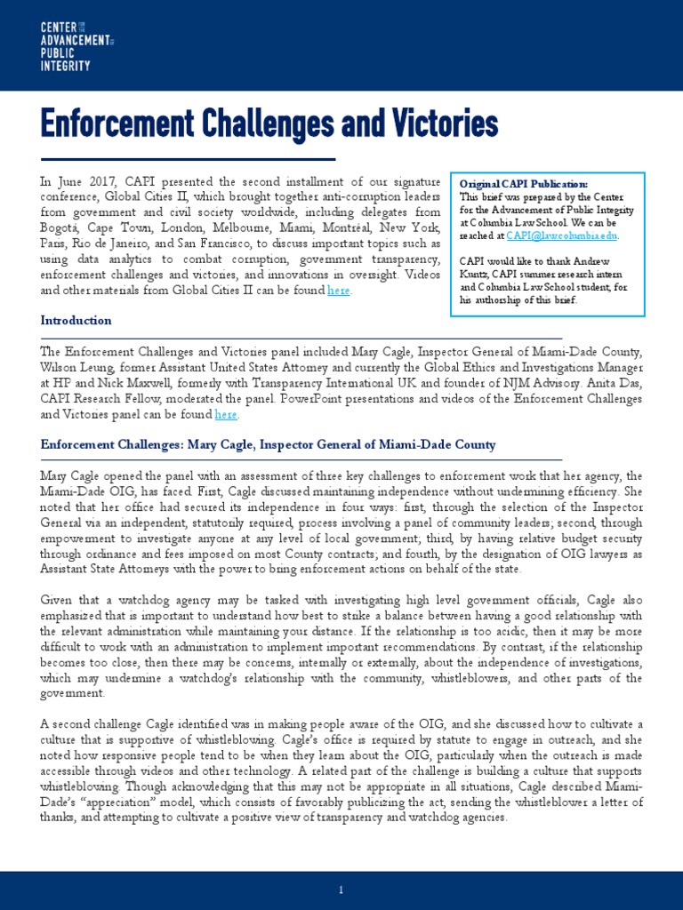 Enforcement Challenges | PDF | Money Laundering | Corruption