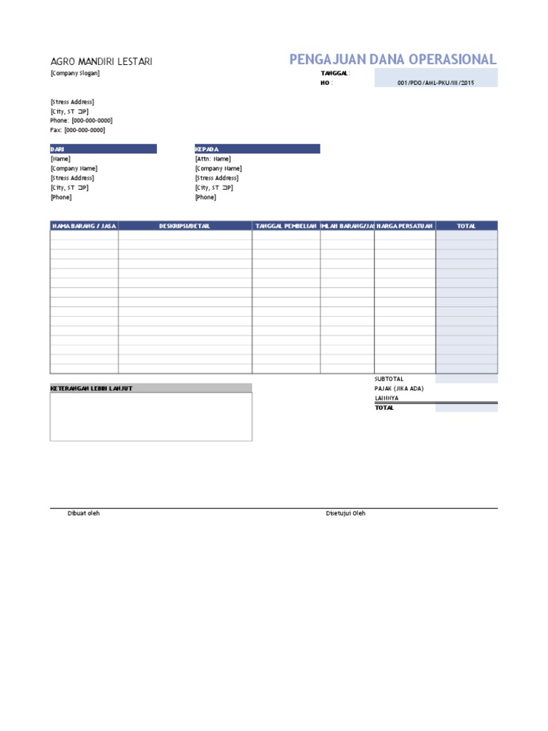 Form Pengajuan Dana OPS | PDF