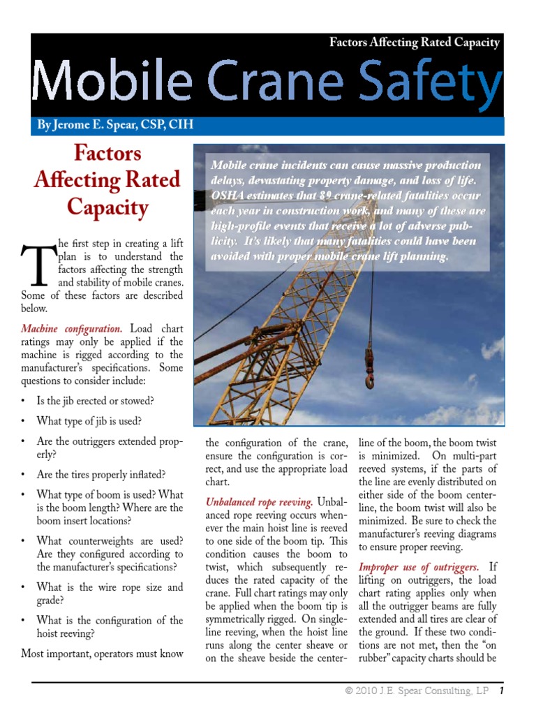 Mobile Crane Safety: Factors Affecting Rated Capacity | PDF | Crane ...