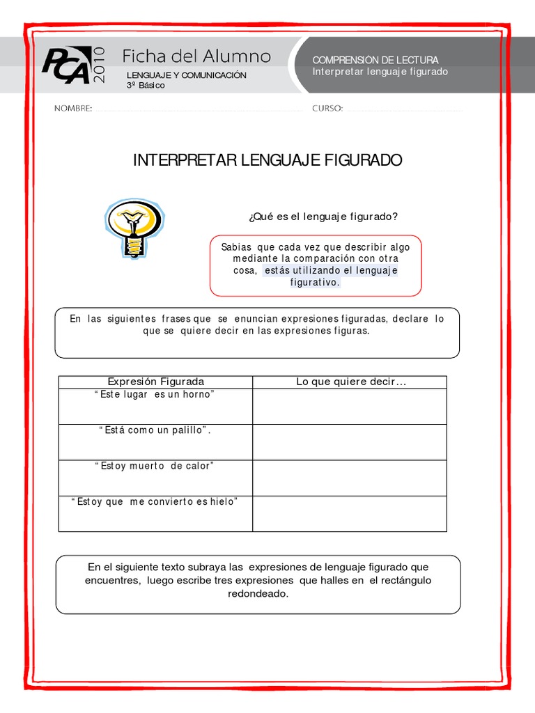 Interpretación del Lenguaje Figurativo | PDF | Lectura (proceso ...