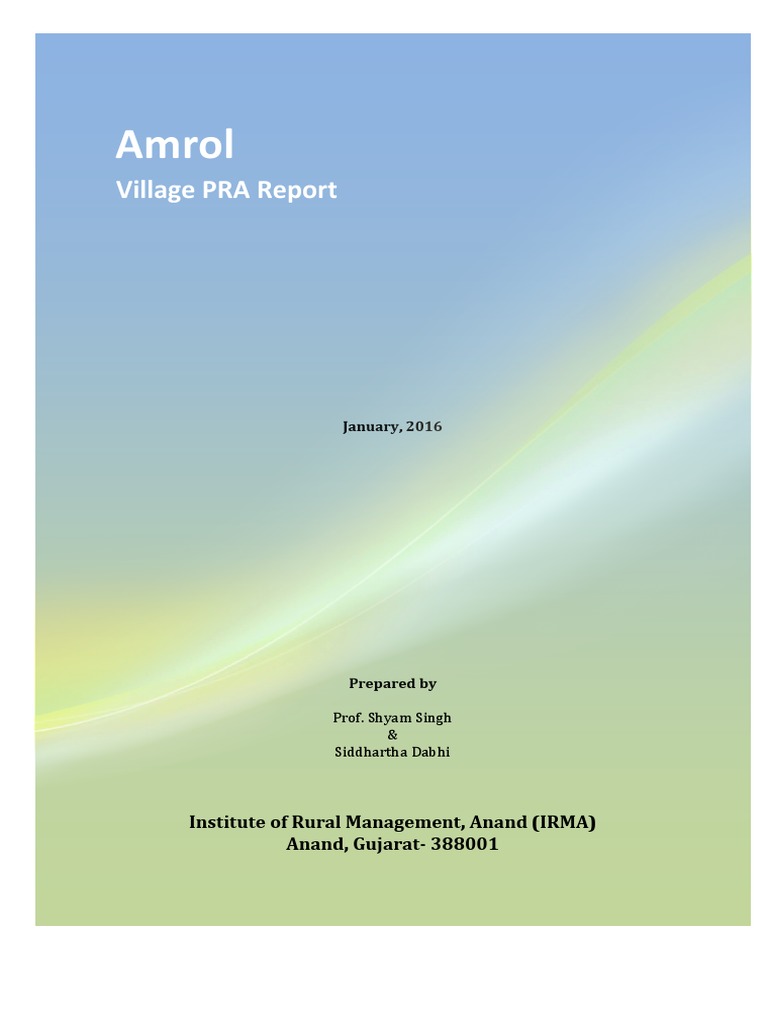PRA Report Example | PDF | Sanitation | Perception