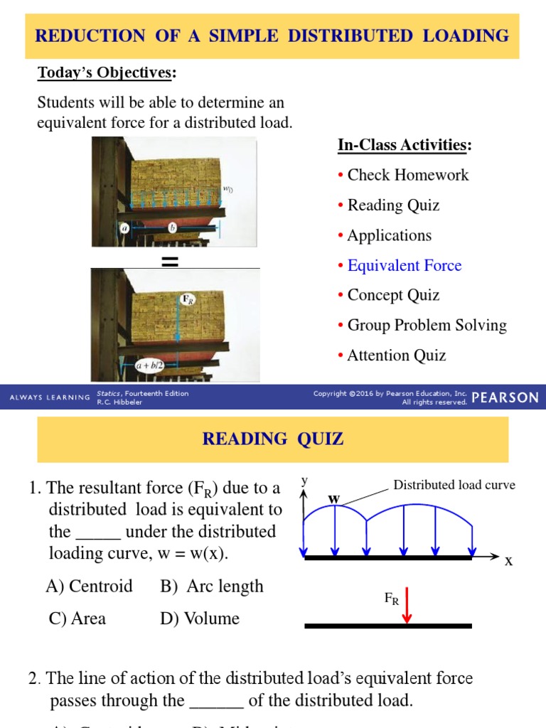 Reduction of A Simple Distributed Loading: Today's Objectives | PDF ...