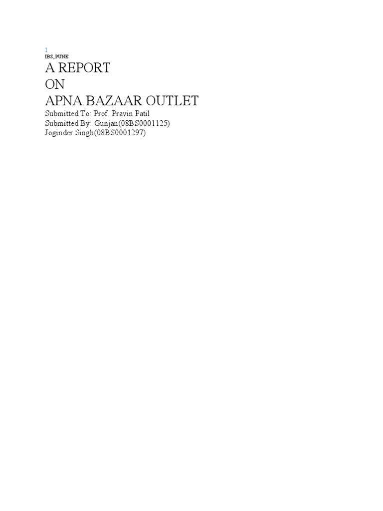 Apna Bazaar Report on Outlet Performance | PDF | Retail | Business