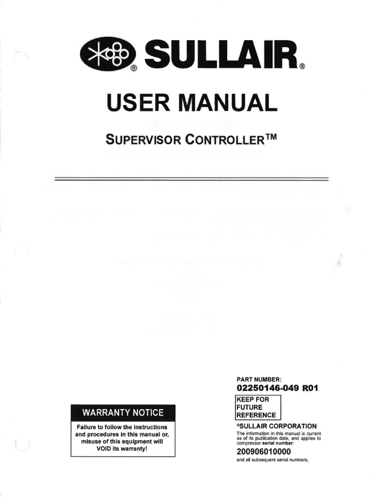 02250146-049 R01 Sullair User Manual Supervisor Controller | PDF