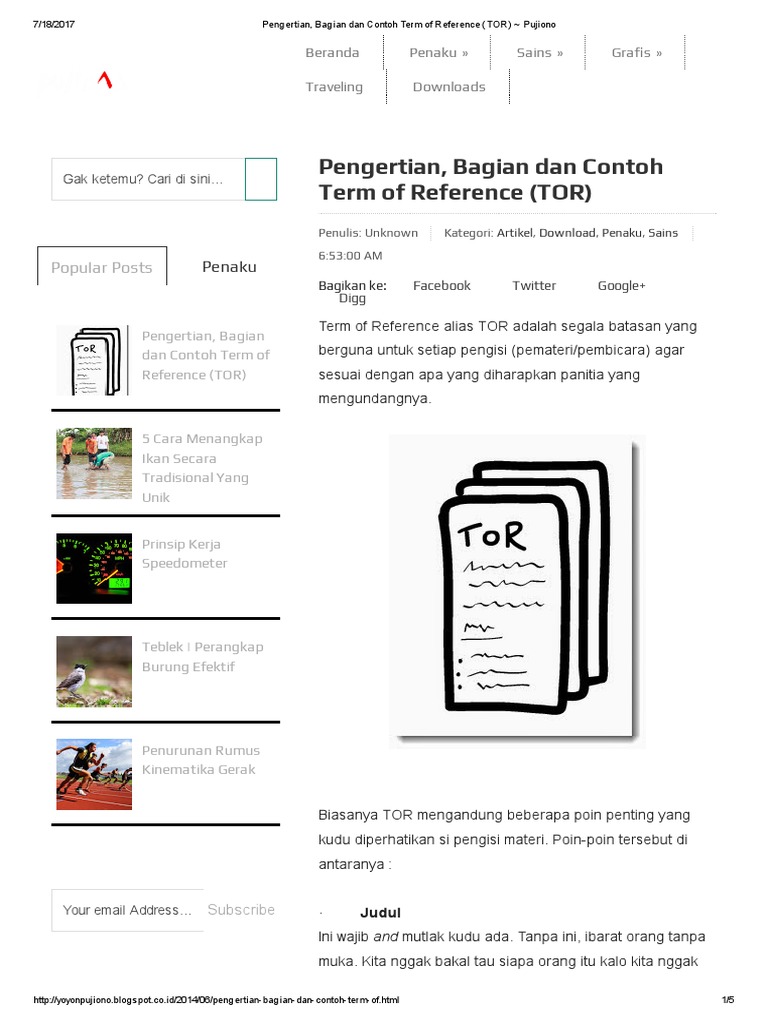 Pengertian, Bagian Dan Contoh Term of Reference (TOR) _ Pujiono
