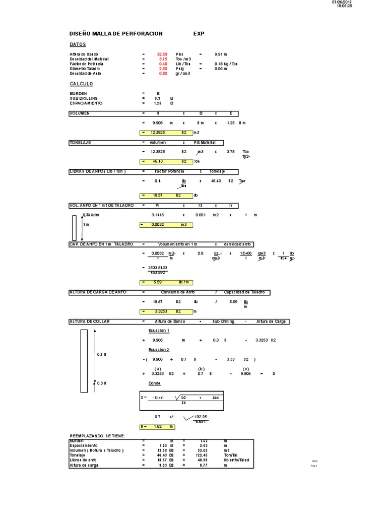 Cálculos en Minería subterranea | Corte | Metalurgia