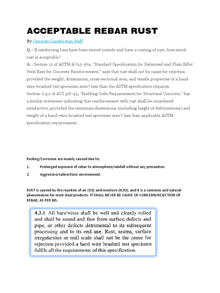 Acceptable Rebar Rust | Rust | Corrosion