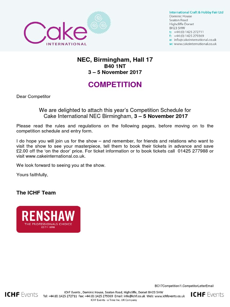 NEC Birmingham Competition Guidelines | PDF | Cakes | Cupcake