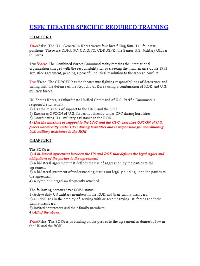 USFK Theater-Specific Training Guide | PDF | Violence | Unrest