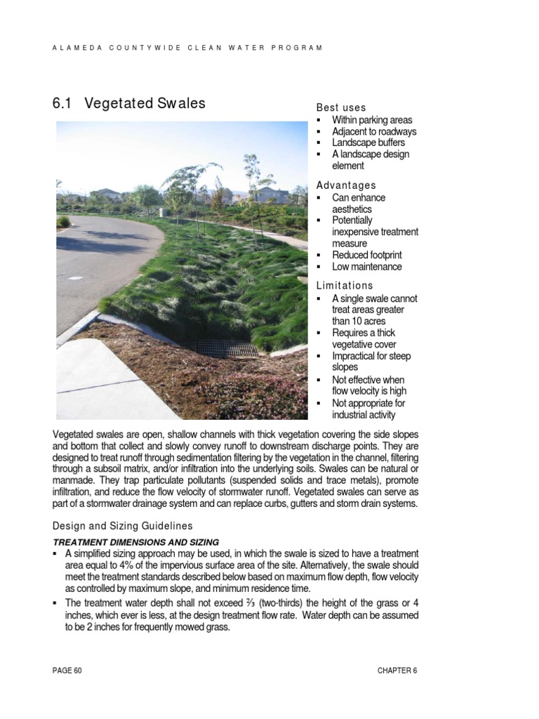 1 Vegetated Swale Technical Guidance | PDF | Stormwater | Surface Runoff