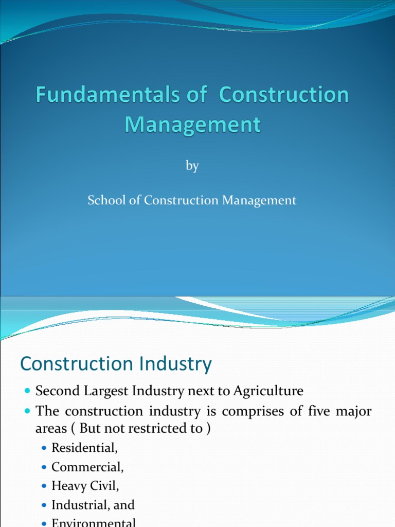 Fundamentals of Construction Management | Construction Management ...