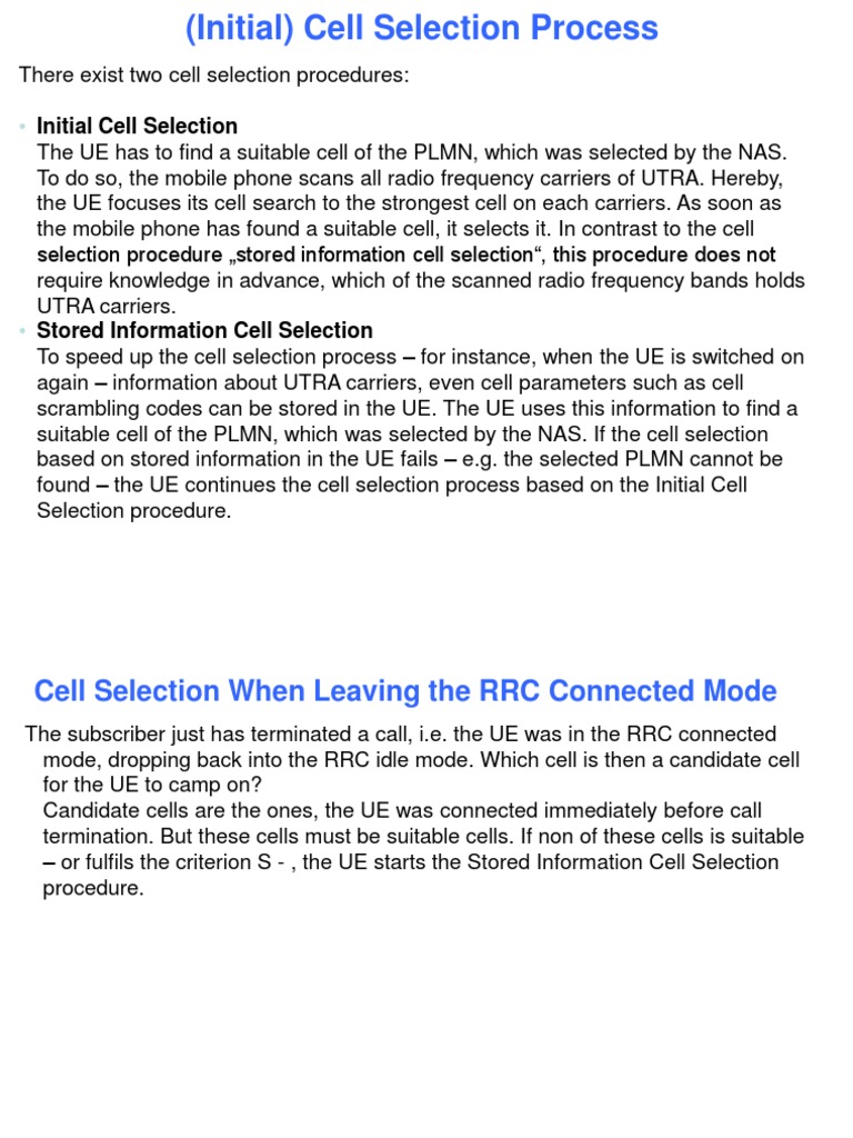 Cell Reselection | PDF