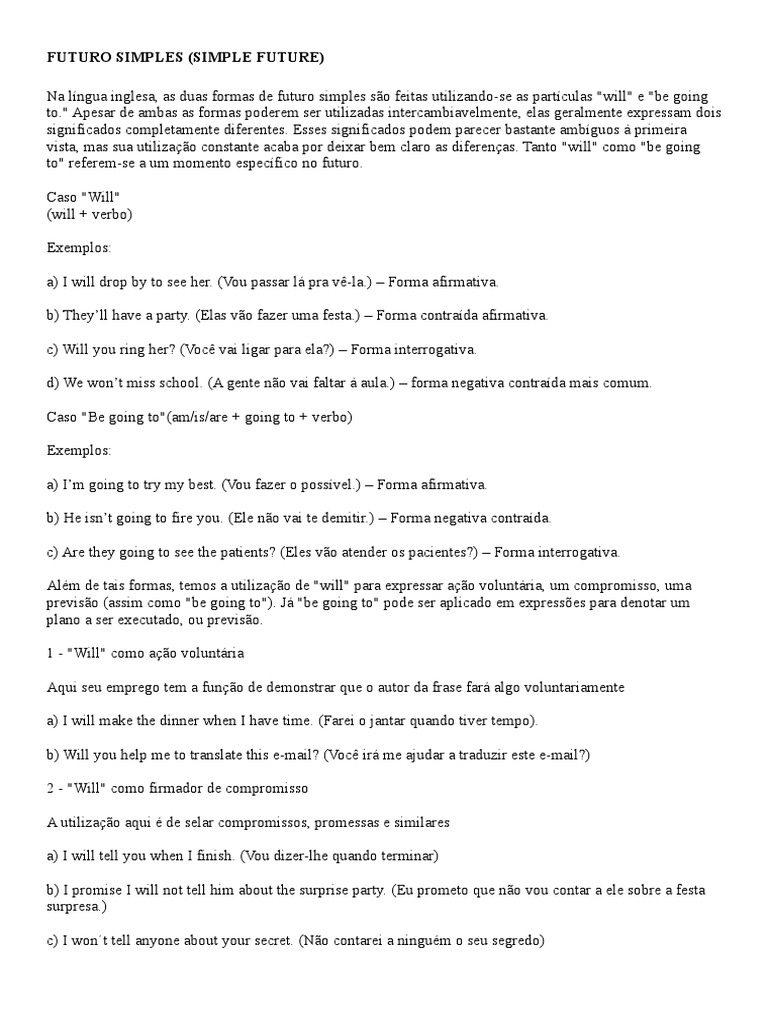 Futuro Simples | PDF
