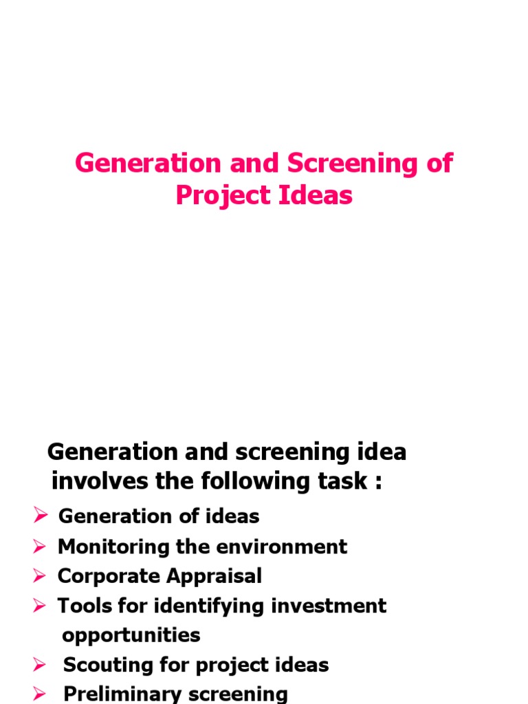 Project Idea Generation and Screening | PDF | Government Budget Balance ...