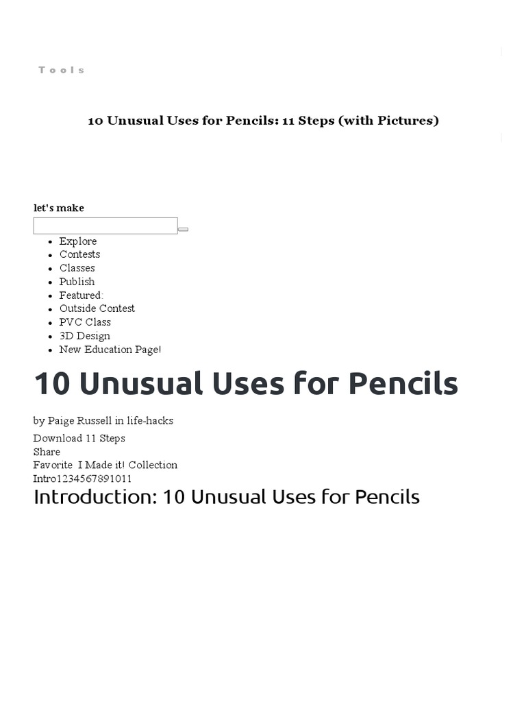 10 Unusual Uses For Pencil | PDF | Pencil | Graphite