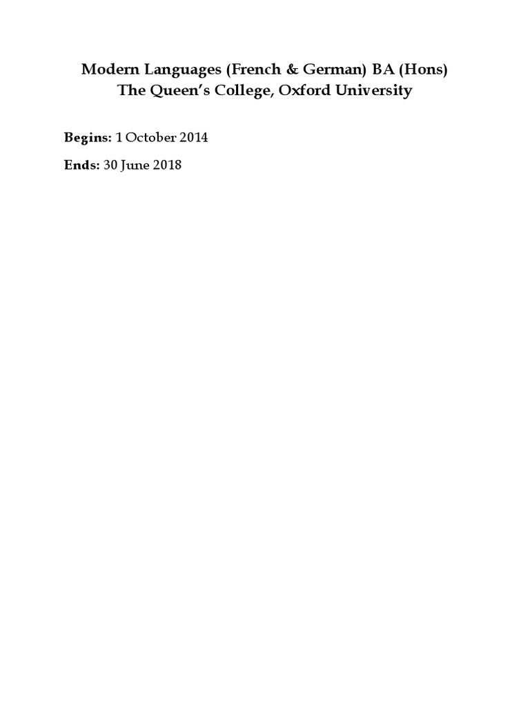 Modern Languages Degree Dates | PDF