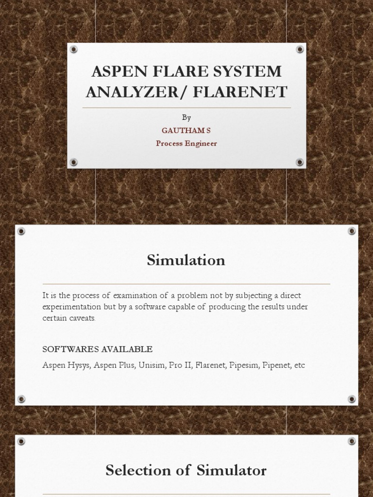 Aspen Flare System Analyzer/ Flarenet: Gautham S Process Engineer | PDF ...